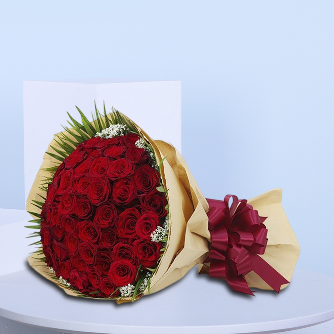 Luxury Online 50 Stem Red Roses Bouquets Delivery In Qatar