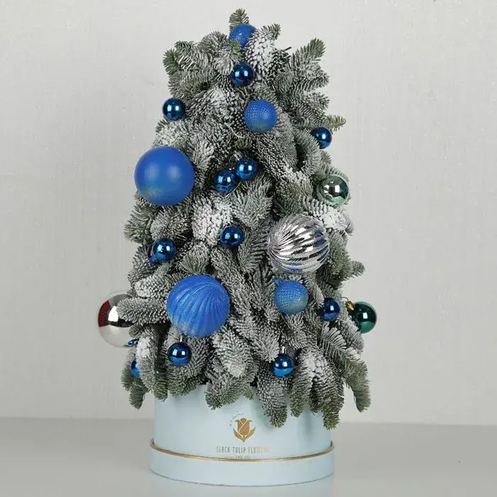 Christmas Mini Tree With Blue And Silver Balls