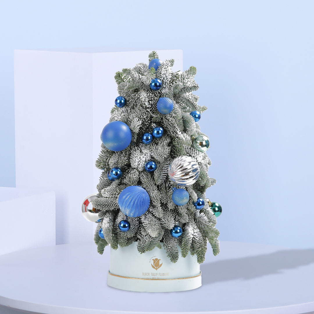 Christmas Mini Tree With Blue And Silver Balls
