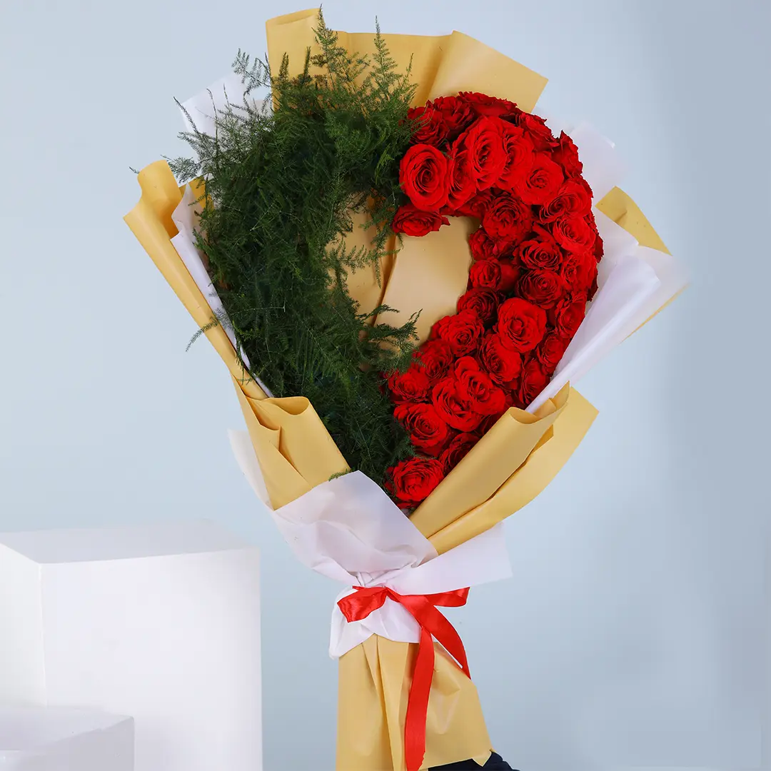 Shop Red Roses Heart-Shaped Bouquet Online
