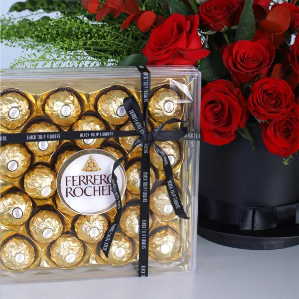 Buy/Send Romantic Roses With Ferrero Rocher Online