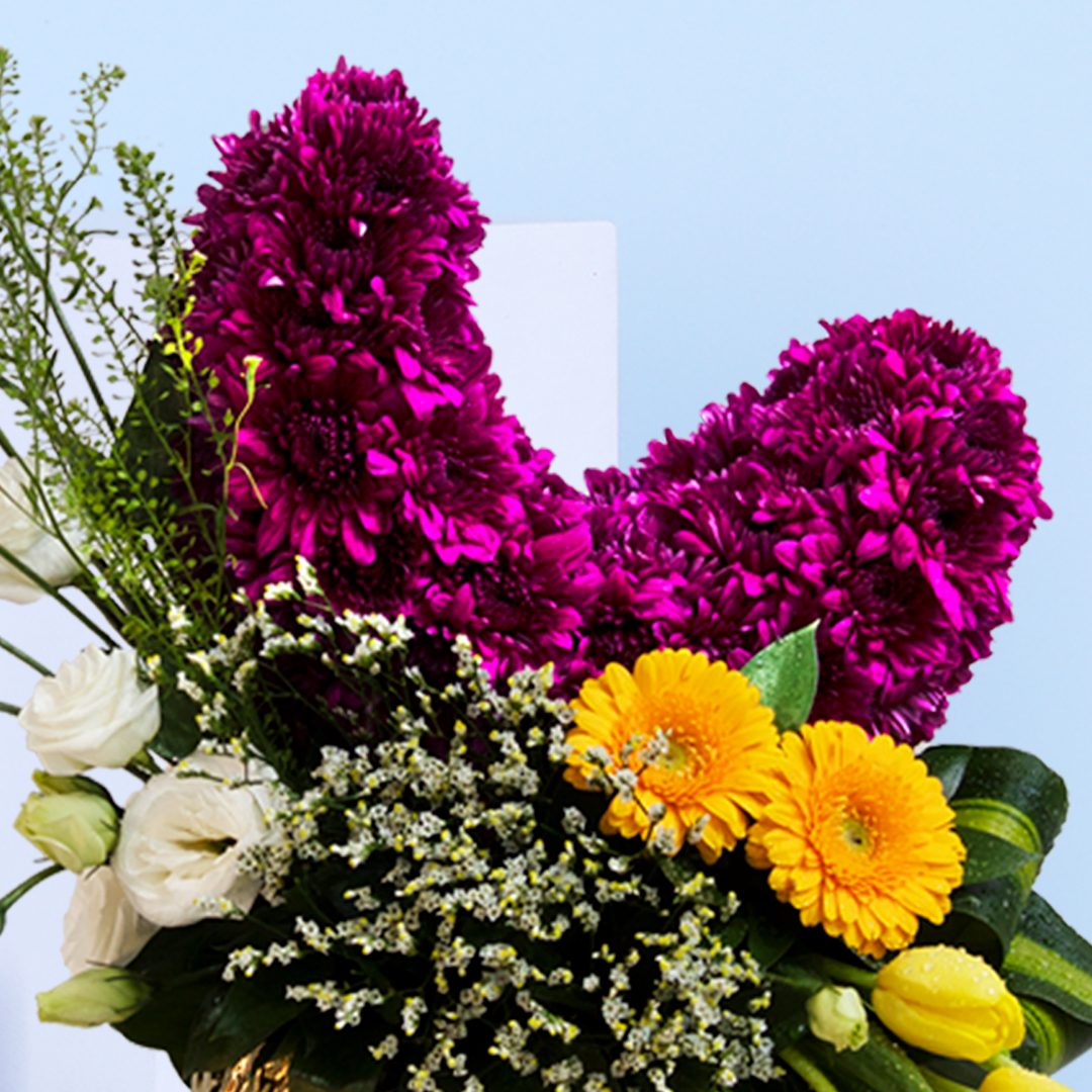Crescent Moon Flower Arrangement In A Golden Vase
