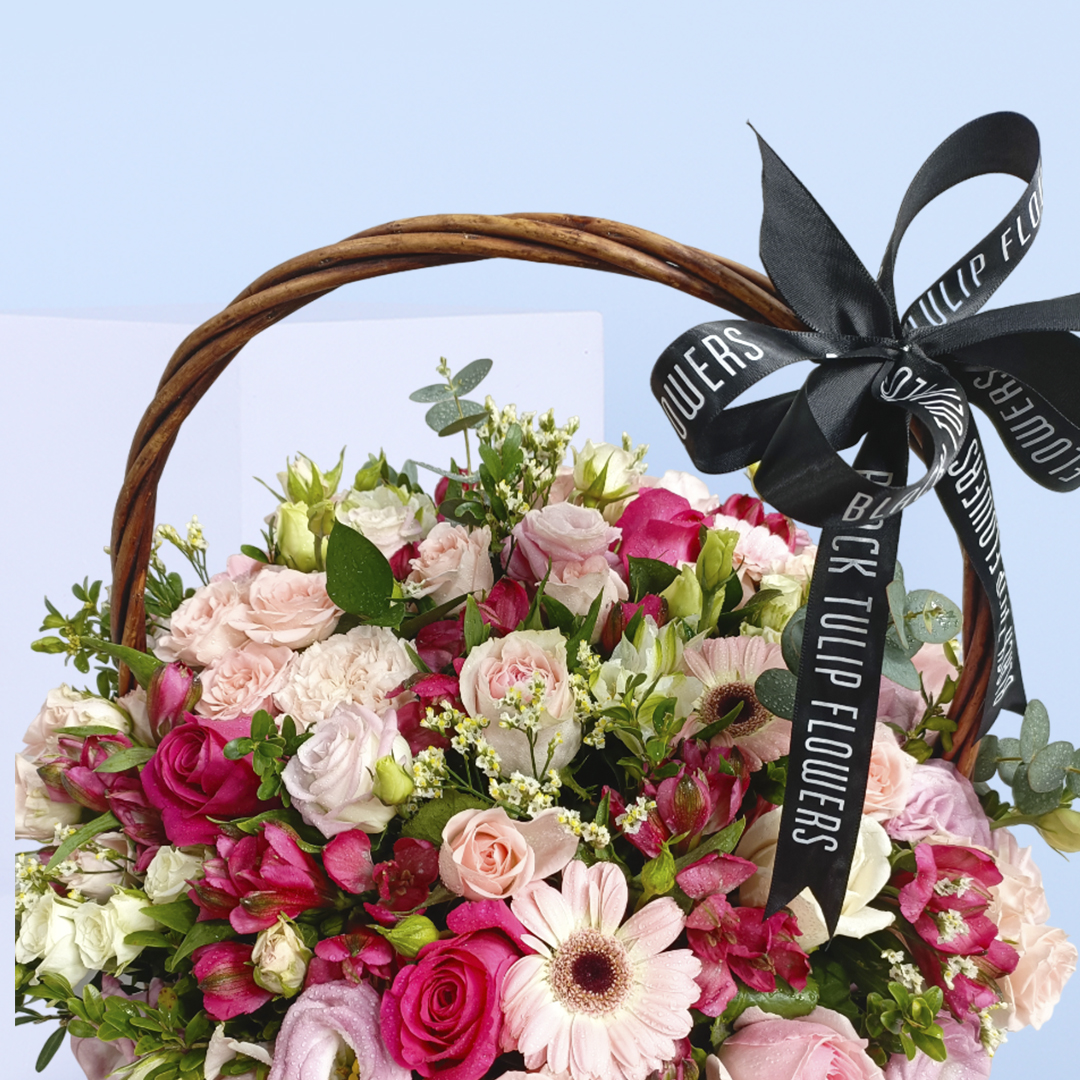 Eid Flower Basket - Black Tulip Flowers WLL