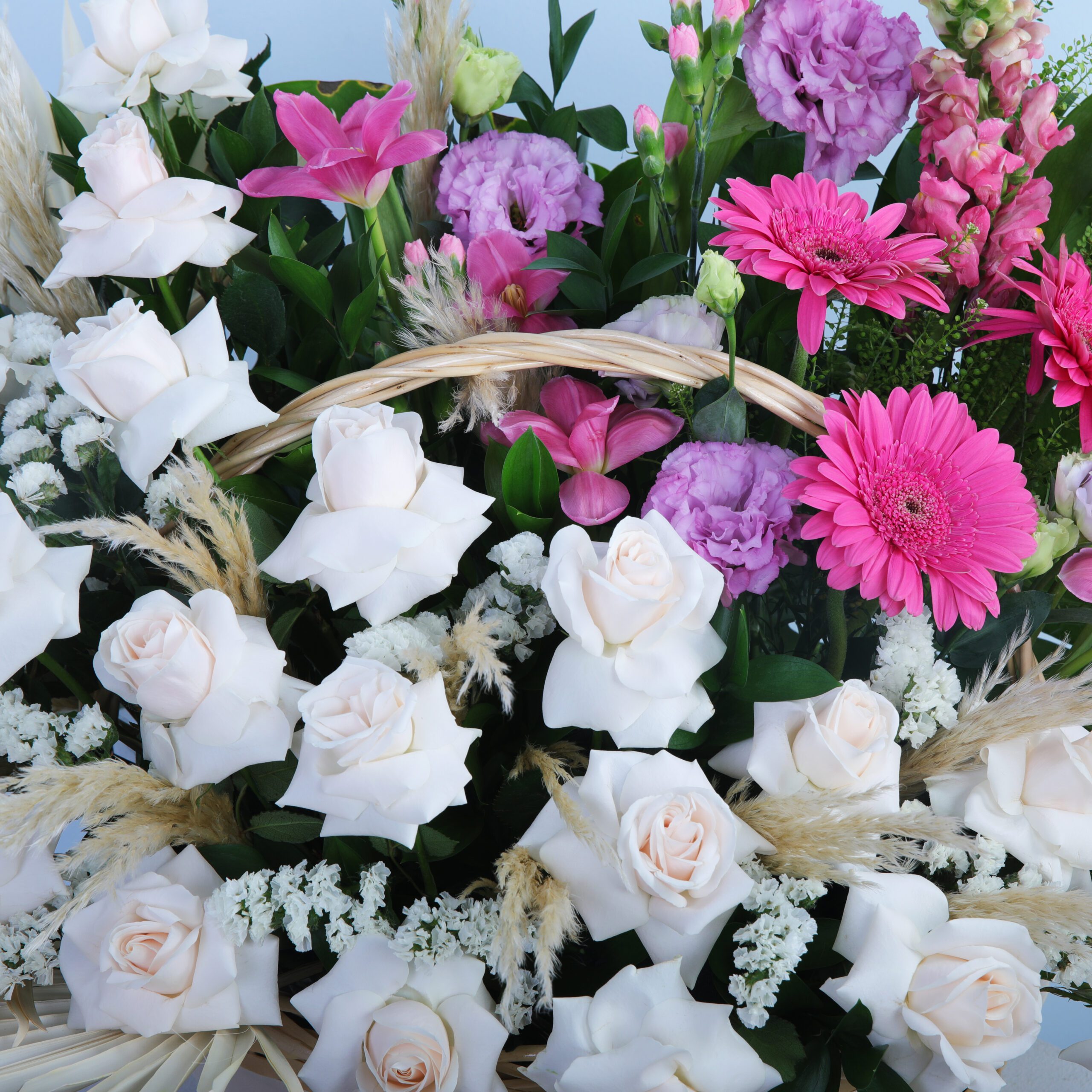 Blushing Embrace Basket - Black Tulip Flowers WLL