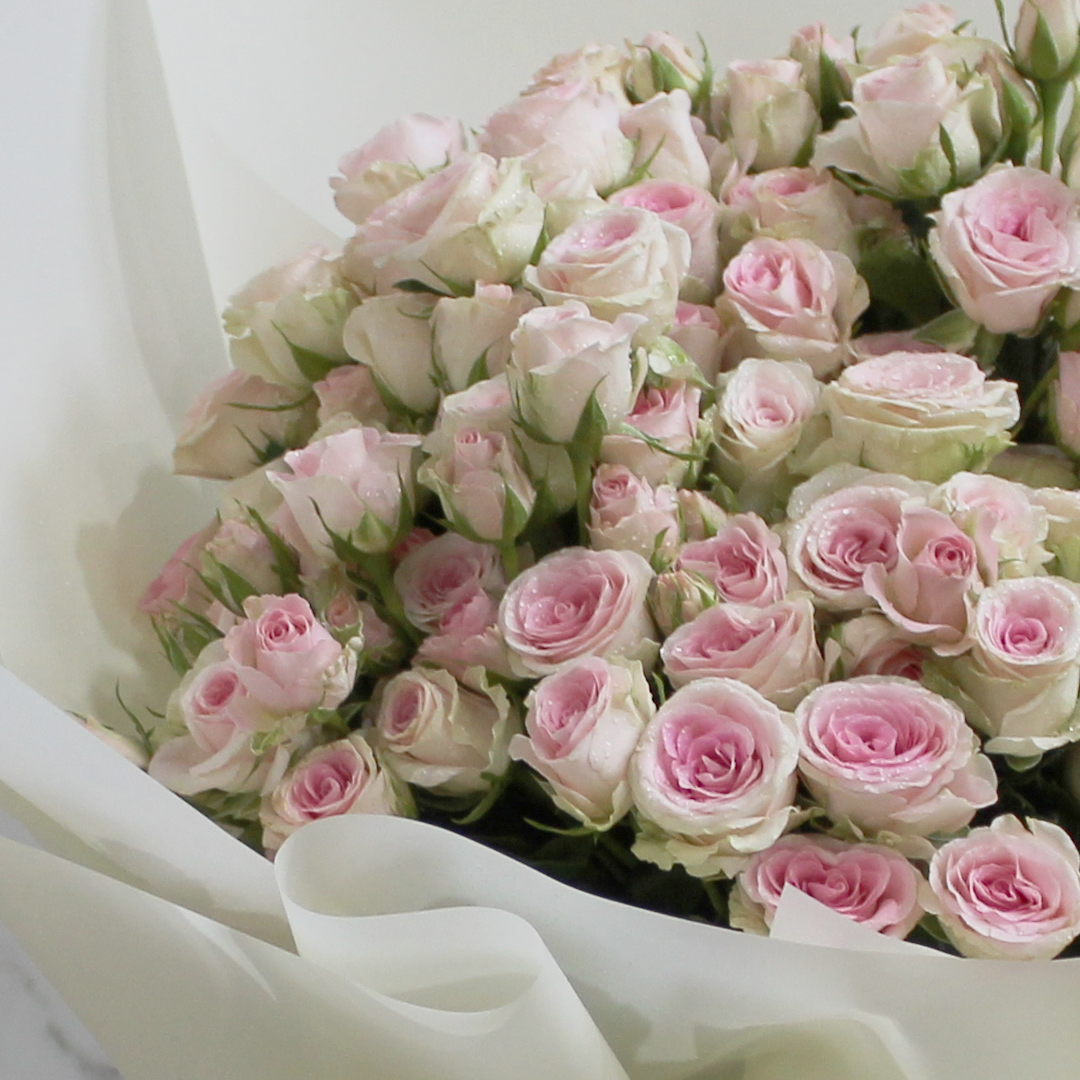 Spray Rose Bouquet White/pink - Black Tulip Flowers WLL