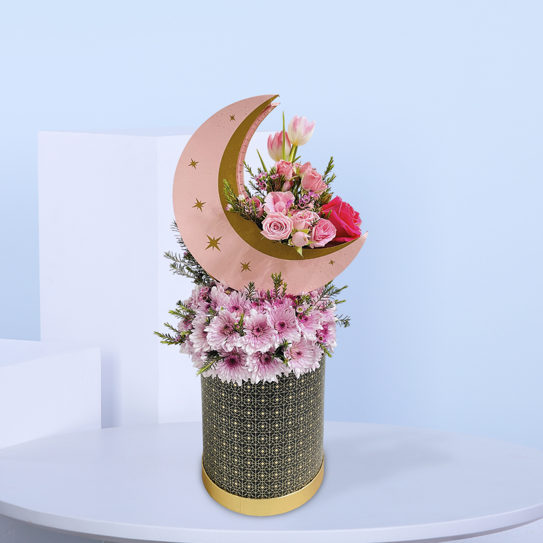 Moonlit Floral Delight | Pink Eid Flower Arrangement