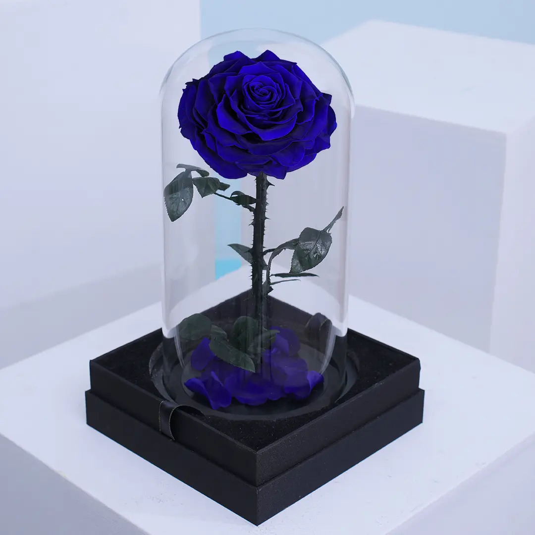 Blue Forever Rose | Preserved Blue Rose In Glass Dome